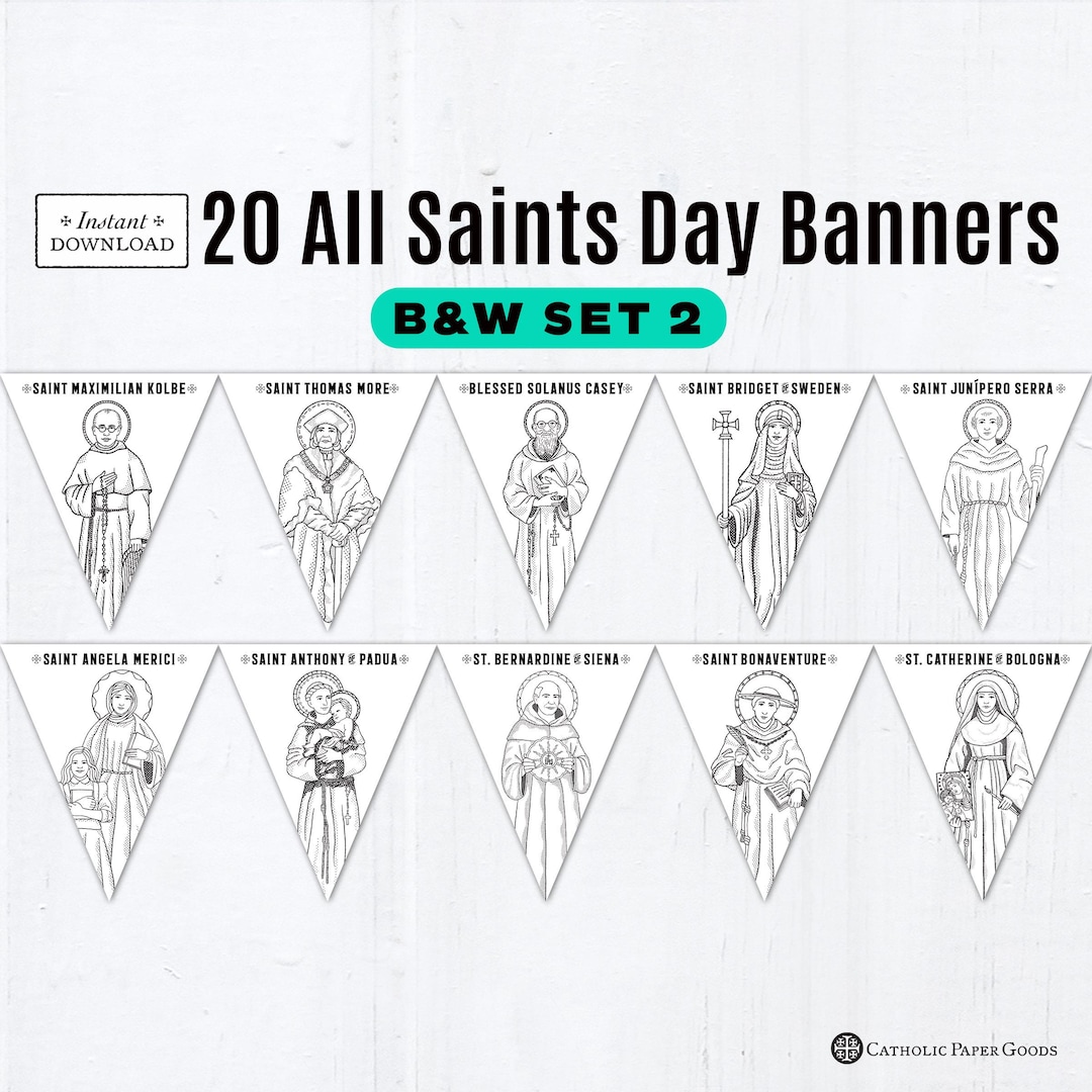 All Saints Day Banner Set 2, Coloring Page Banners, Printable Banner ...