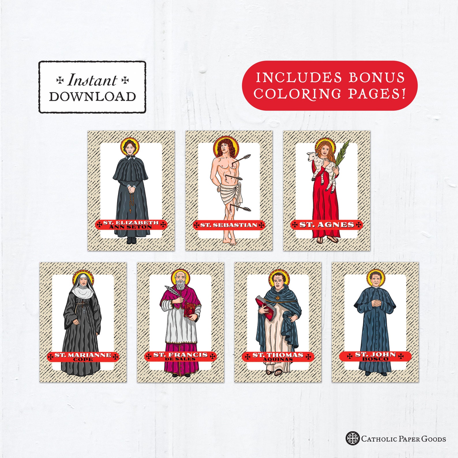 Catholic Saint Trading Cards January Set 1 Printable PLUS | Etsy