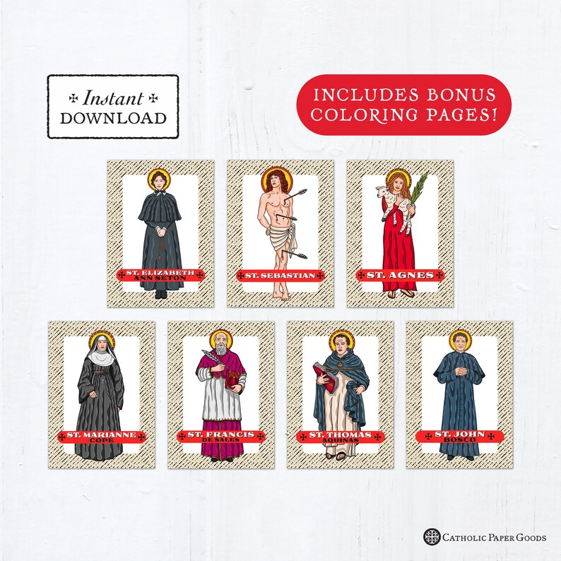 Catholic Saint Trading Cards January Set 1 Printable PLUS - Etsy
