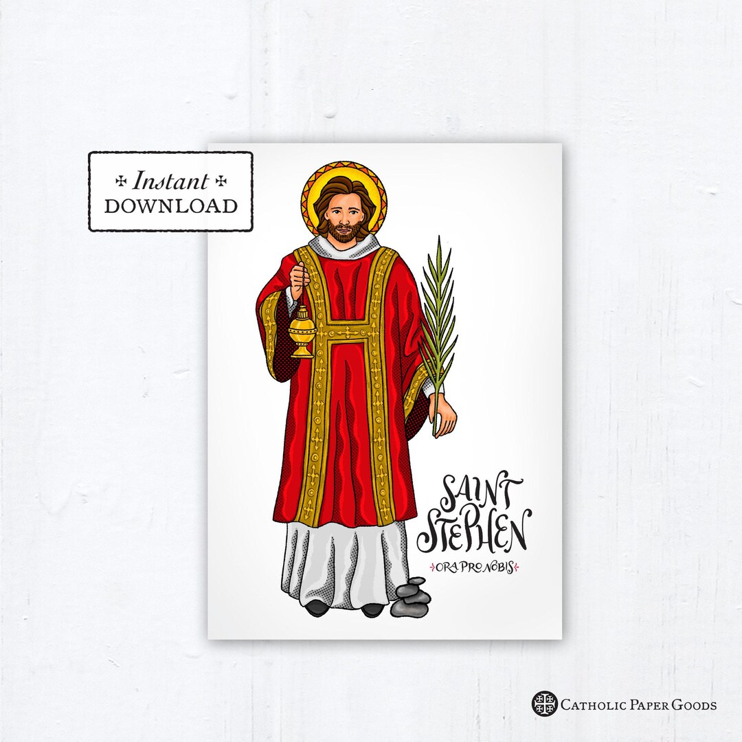 Saint Stephen Card, Art Print, Instant Download, DIY Downloadable PDF 5 ...