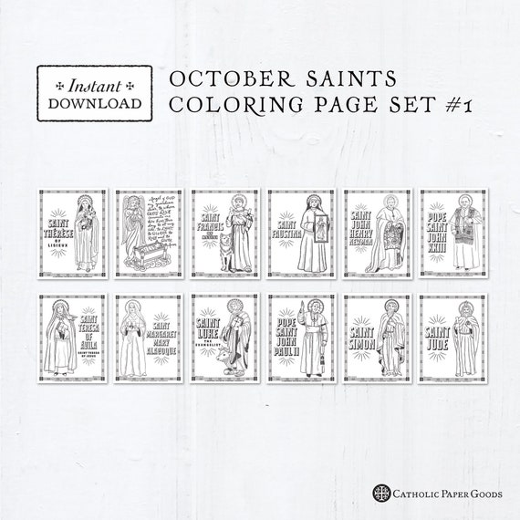 Catholic Coloring Pages October Saints Set 1 Bundle of 12 | Etsy