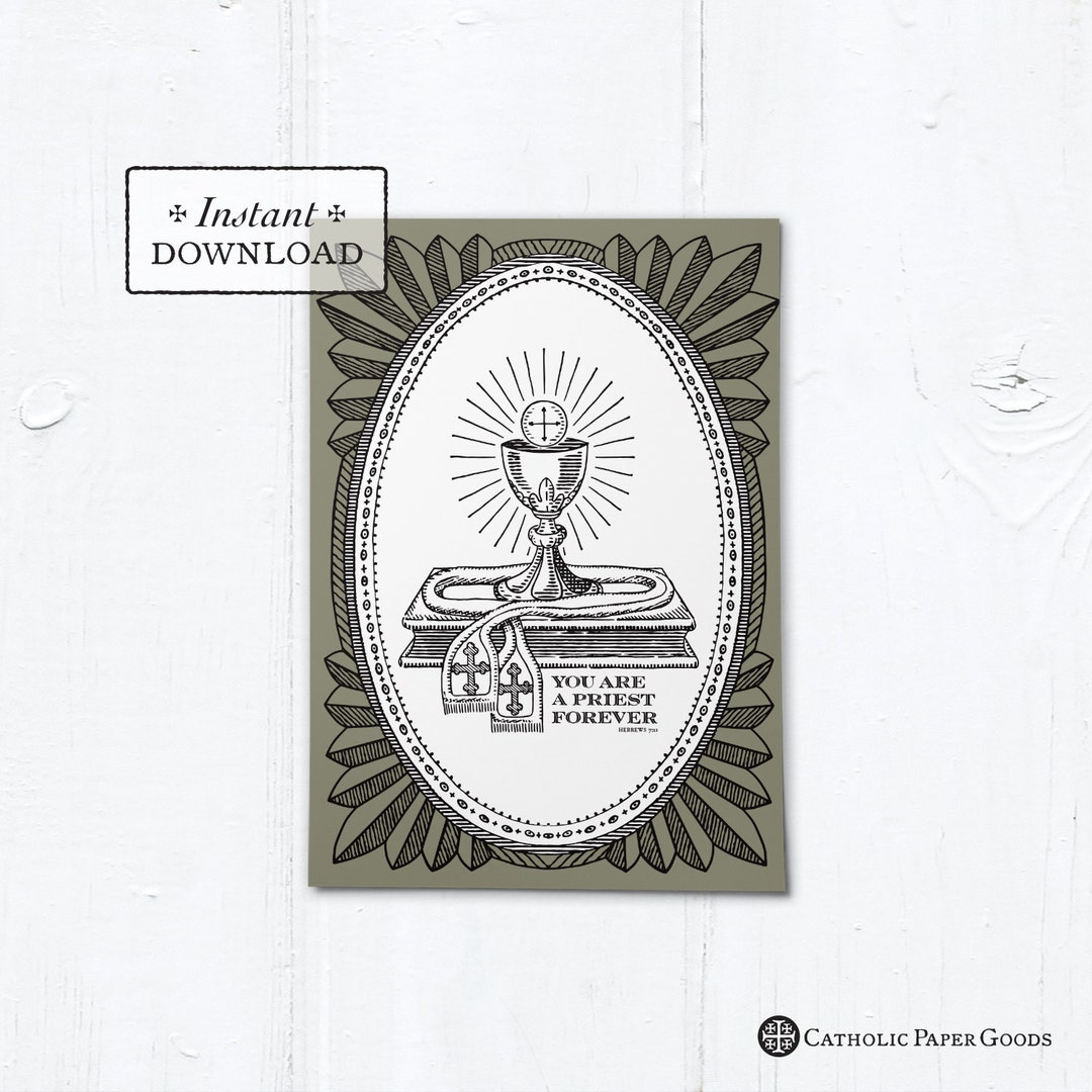 Catholic Priestly Ordination Card Tan Ciborium, Printable Priest Card ...