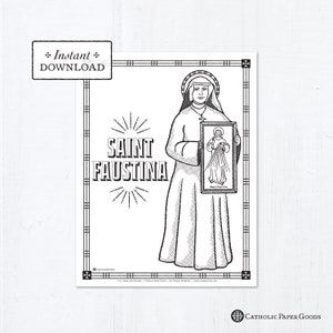 Saint Faustina Coloring Page: Catholic Saints Printable (PDF) - Etsy