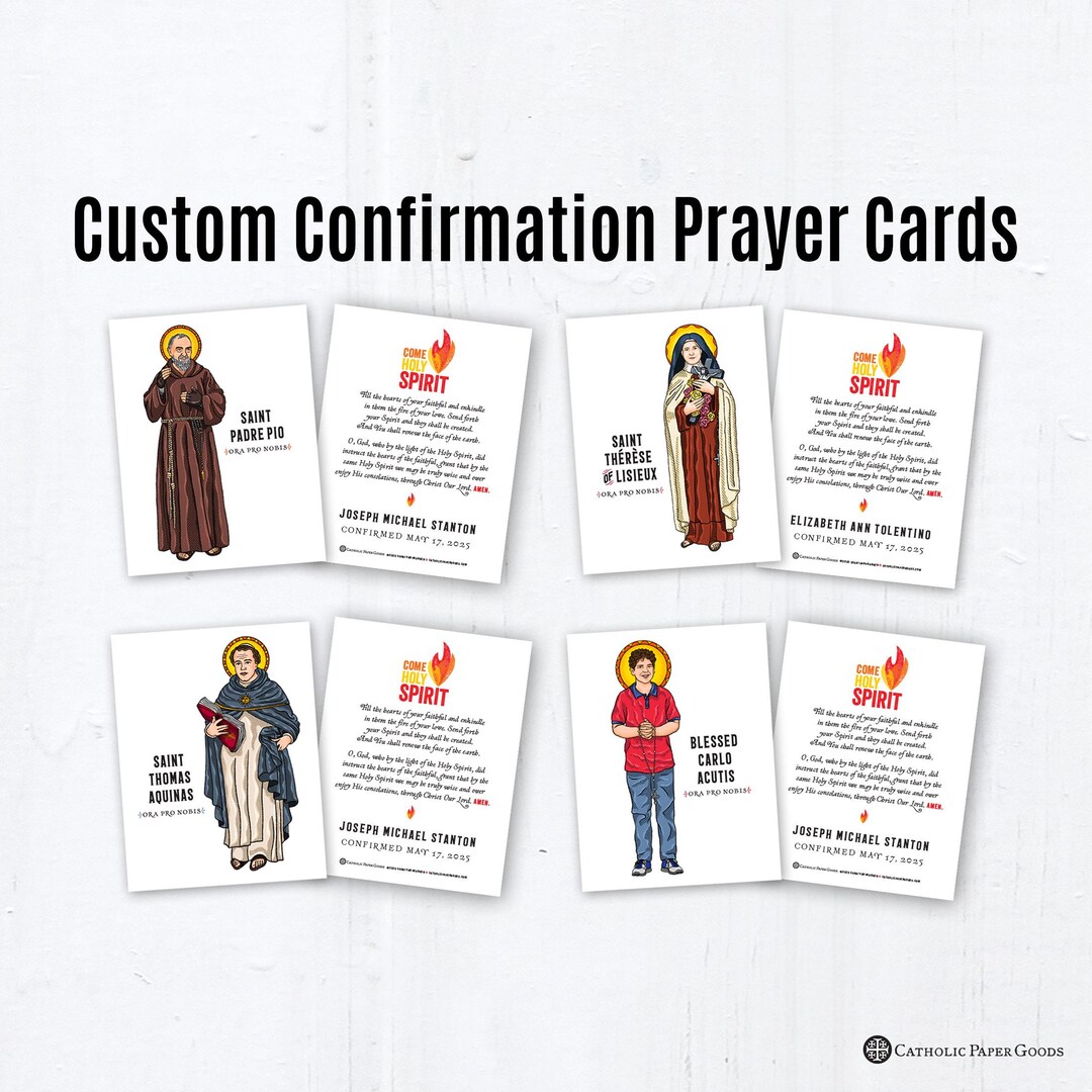 Custom Catholic Confirmation Prayer Cards, Printable Template PDF 4.25 ...