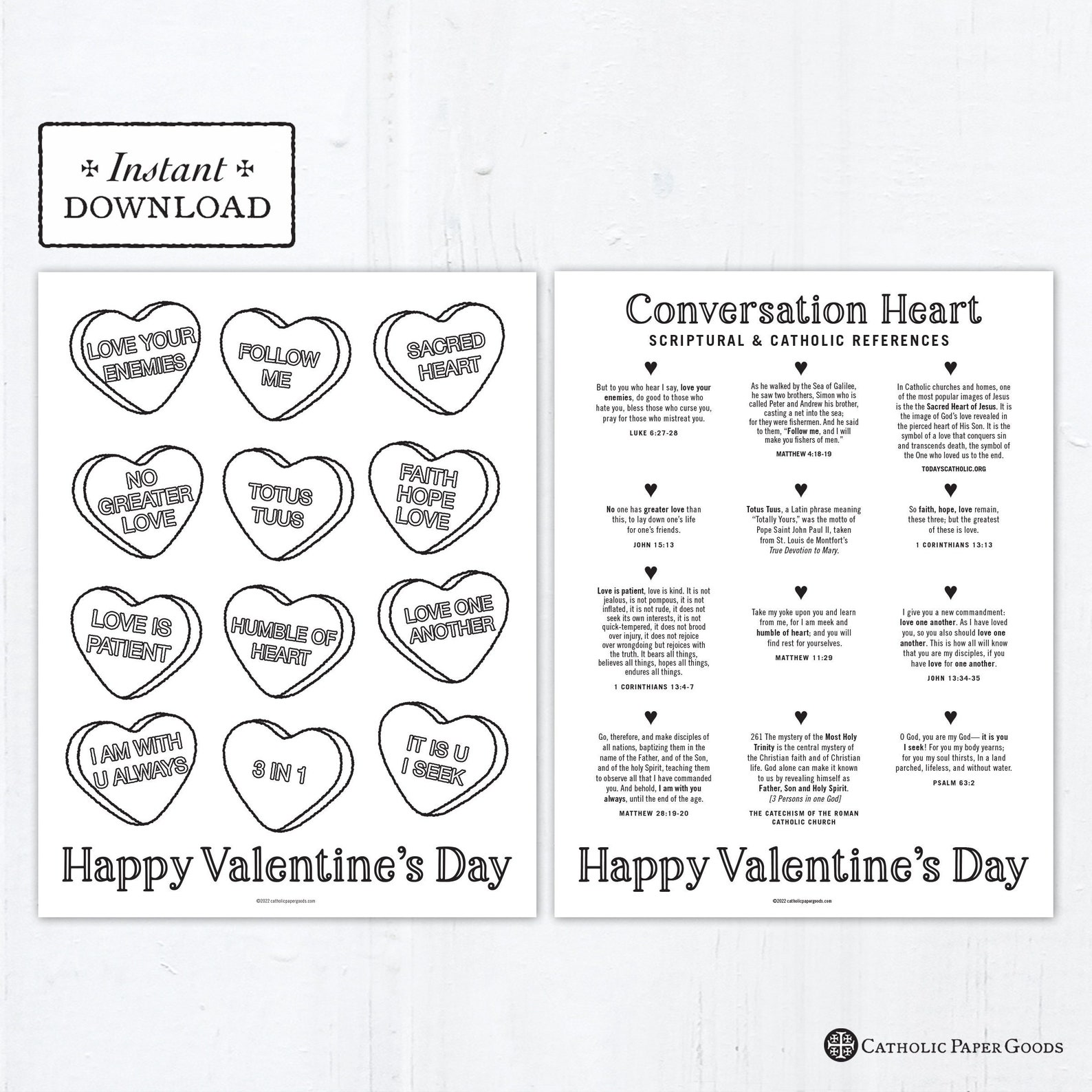 Catholic Conversation Hearts Coloring Page Catholic - Etsy