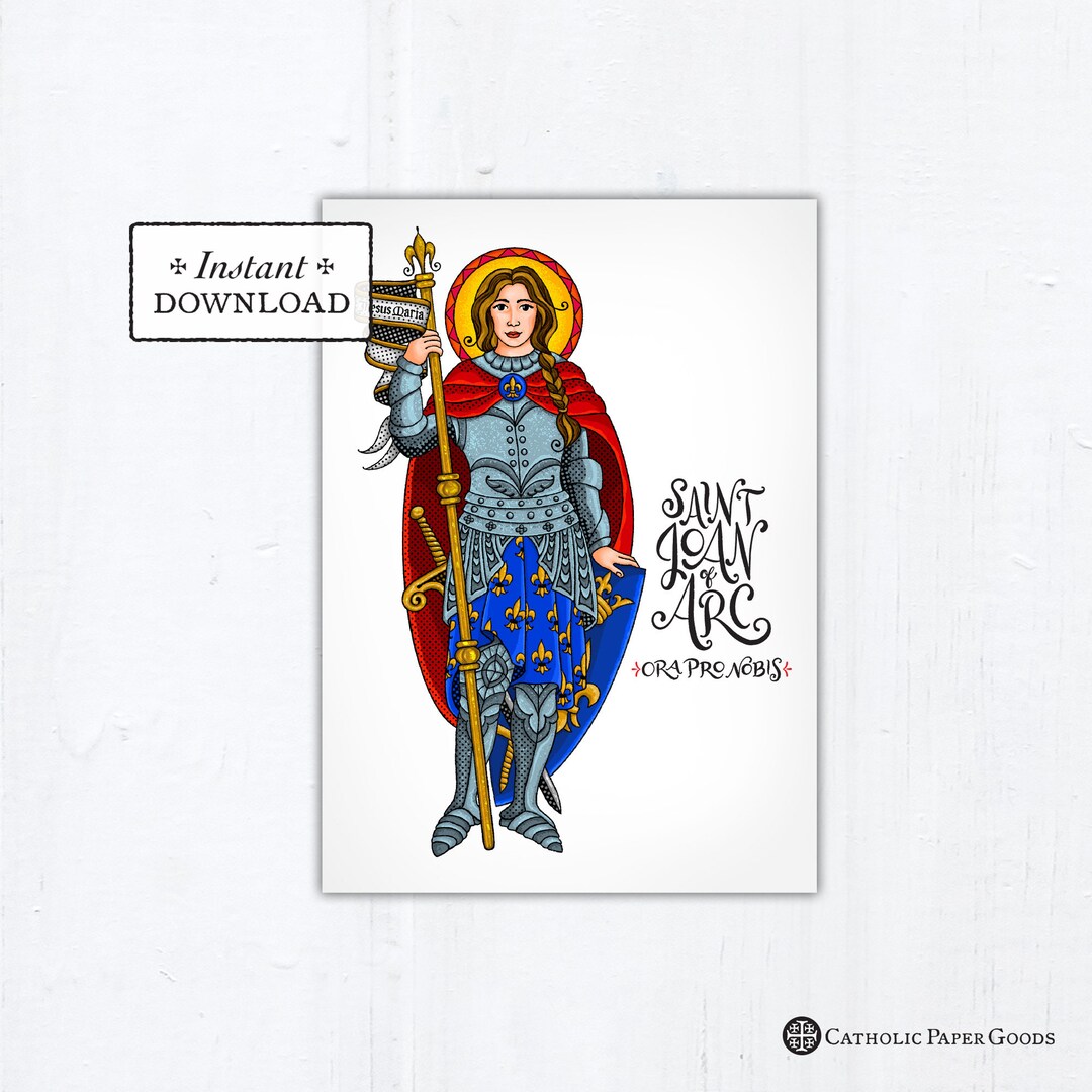 Saint Joan of Arc Card, Art Print, Saint, Instant Download, Printable ...