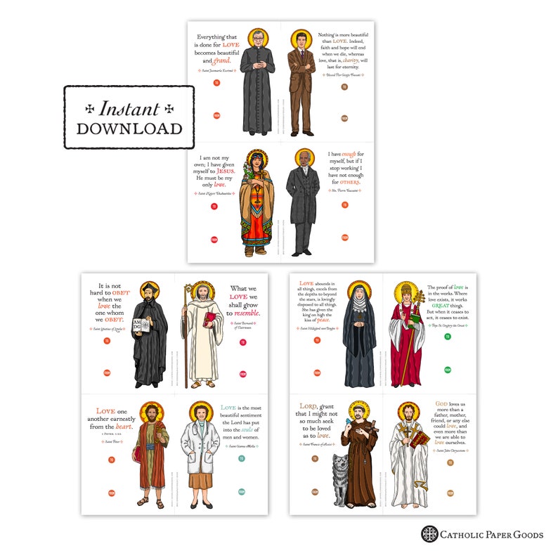 Catholic Saints Valentine Exchange Cards Bundle of 36 Full - Etsy