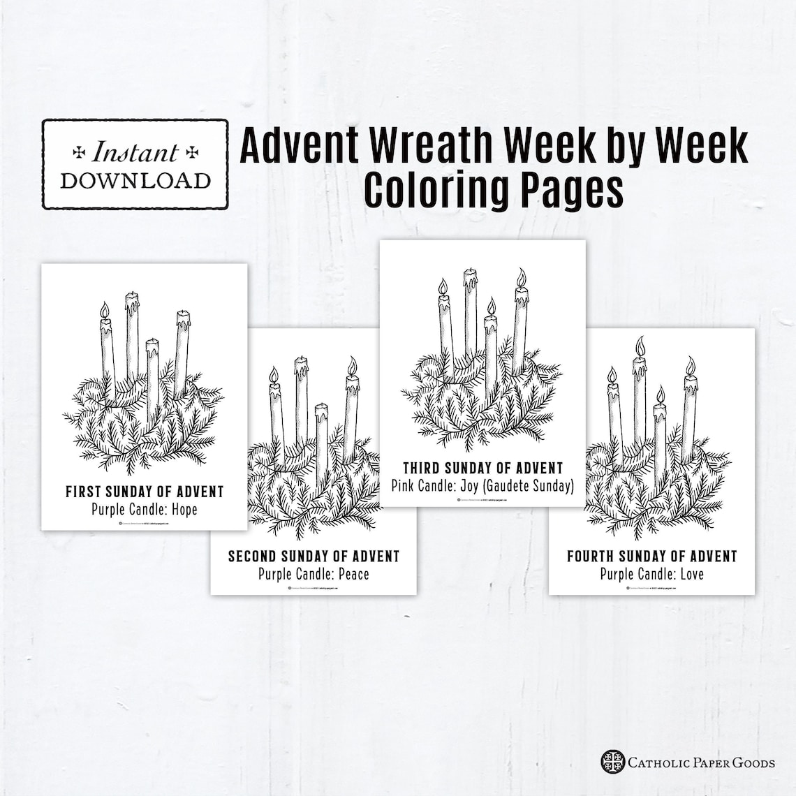 Advent Wreath Coloring Pages by Week Advent Coloring Page - Etsy