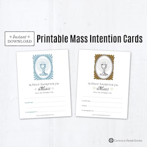 Catholic Mass Intention Cards: Printable A2 Cards (instant Download) - Etsy