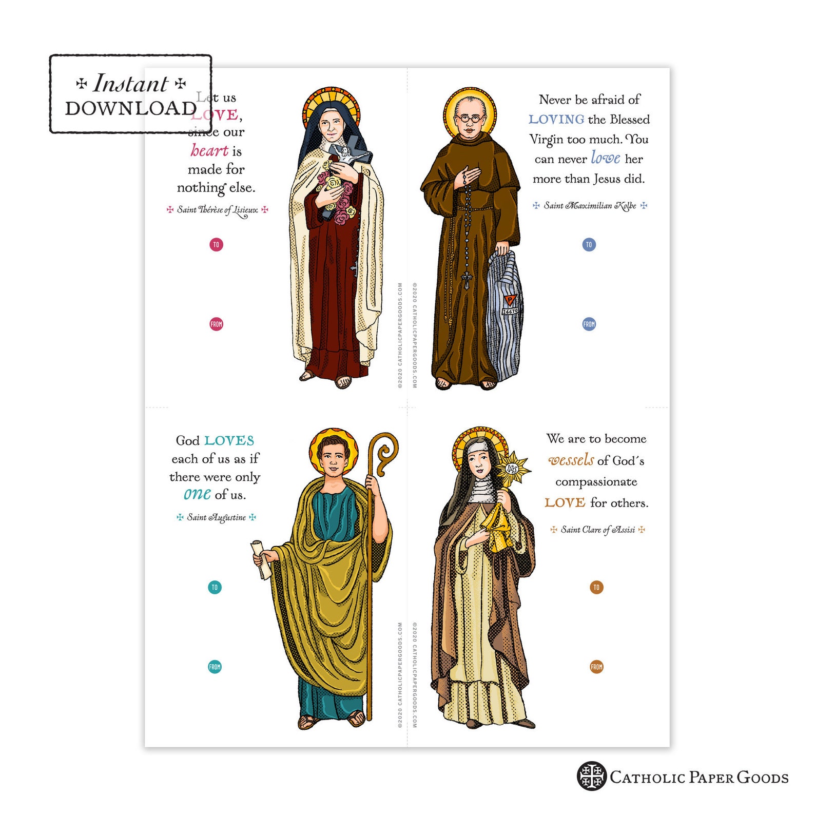 Catholic Saints Valentine Cards: Printable Set 1 (digital Download) - Etsy