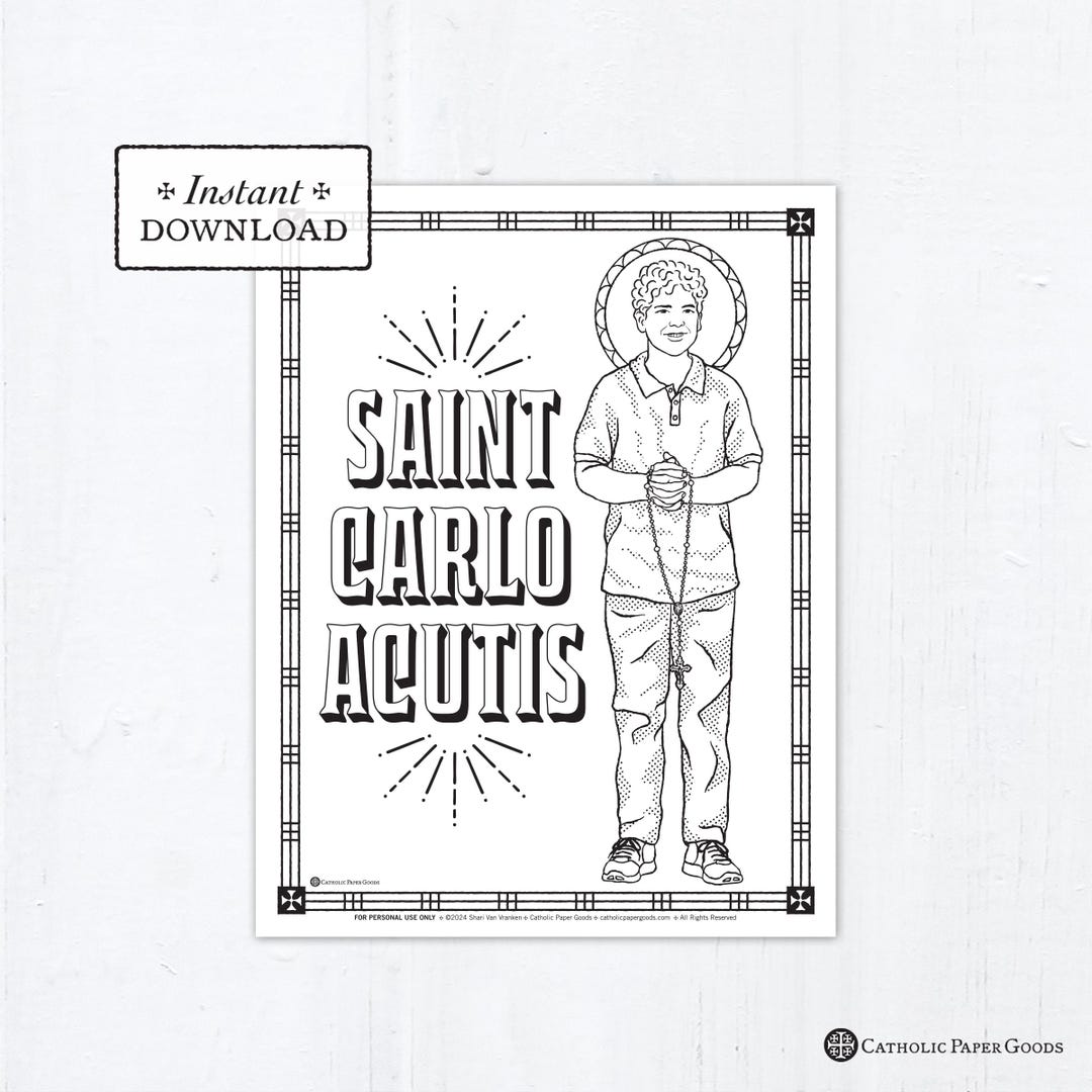 Saint Carlo Acutis Coloring Page: Catholic Saints (printable PDF) - Etsy
