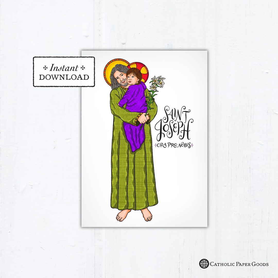St. Joseph Card - Art Print - Instant Download - DIY Downloadable PDF 5 ...