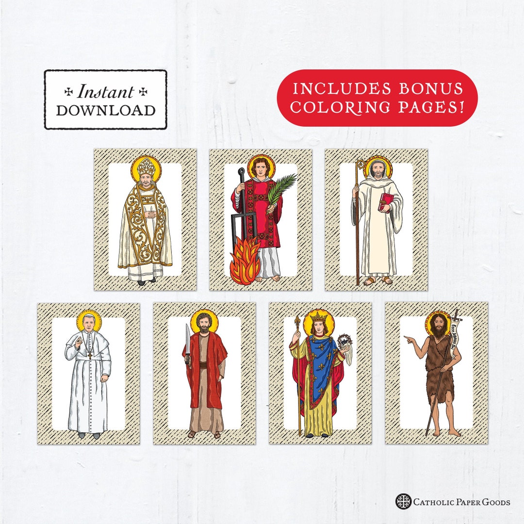 Catholic Saint Flash Cards August Set #2 - Printable - PLUS Bonus ...