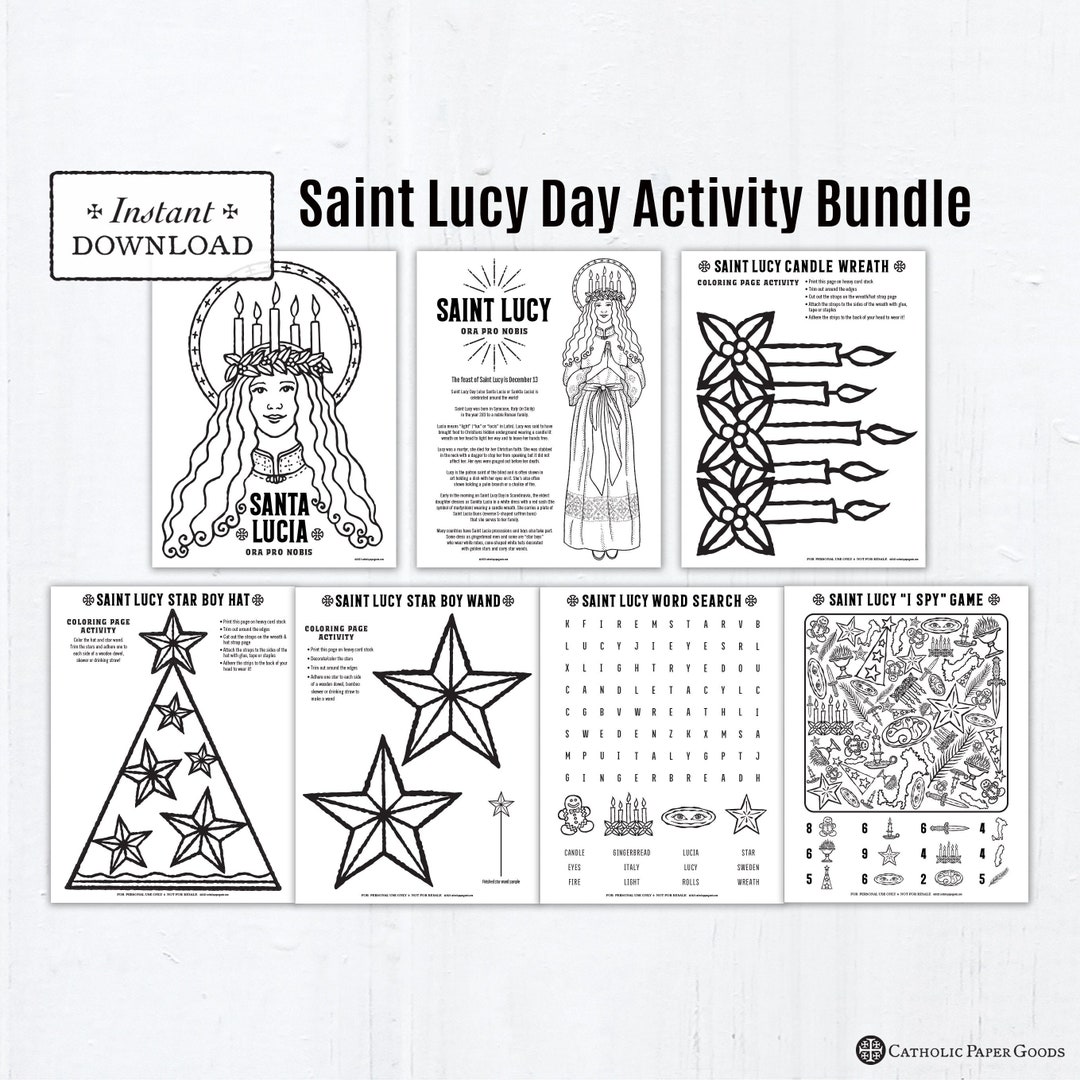 Saint Lucy Day Activity Bundle: Coloring Pages & Games (printable PDF ...