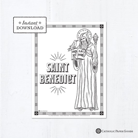 Catholic Coloring Page Saint Benedict Catholic Saints | Etsy UK