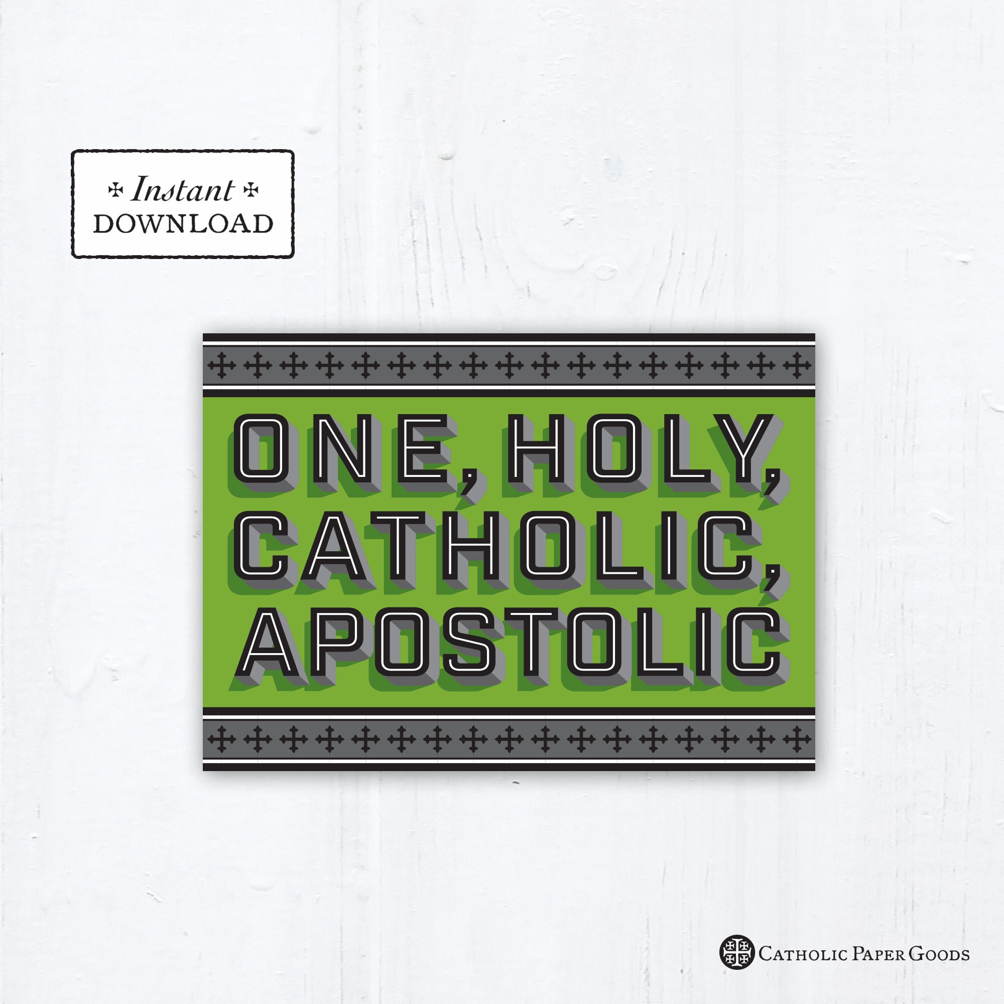 One, Holy, Catholic, Apostolic Church Greeting Card Green Instant ...