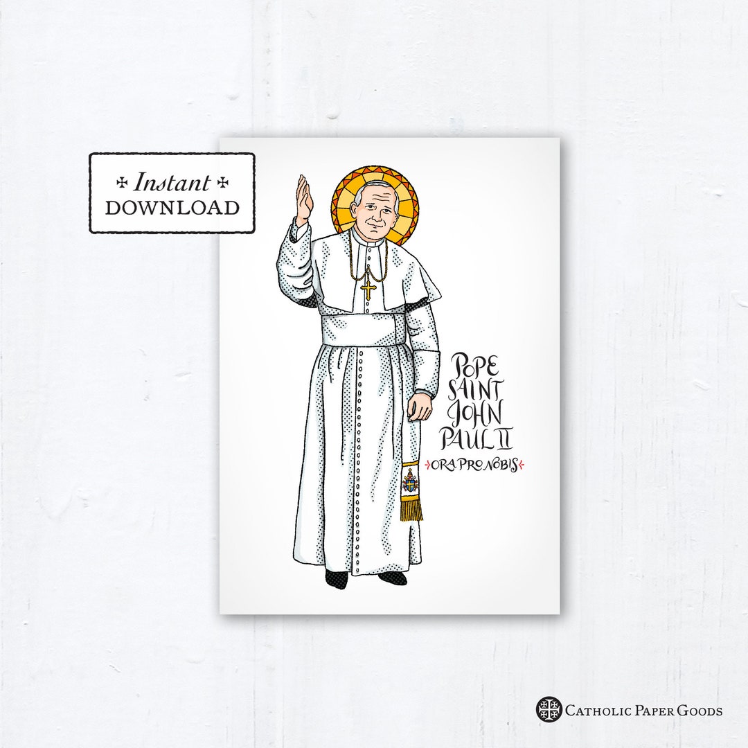 Pope Saint John Paul II Art Print Card: DIY Printable PDF (5x7) - Etsy