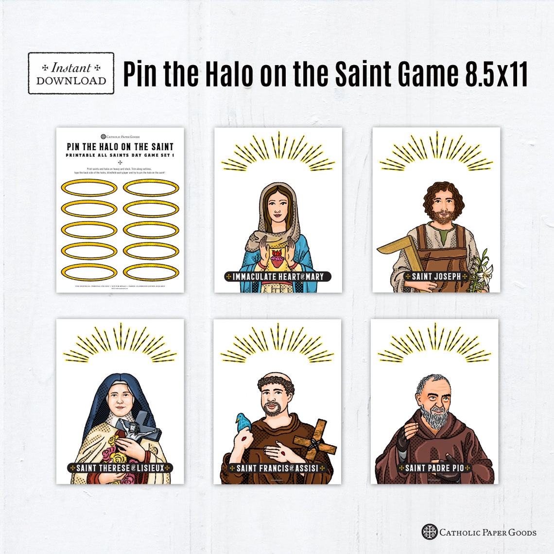 Pin the Halo on the Saint Game All Saints Day Catholic Games - Etsy