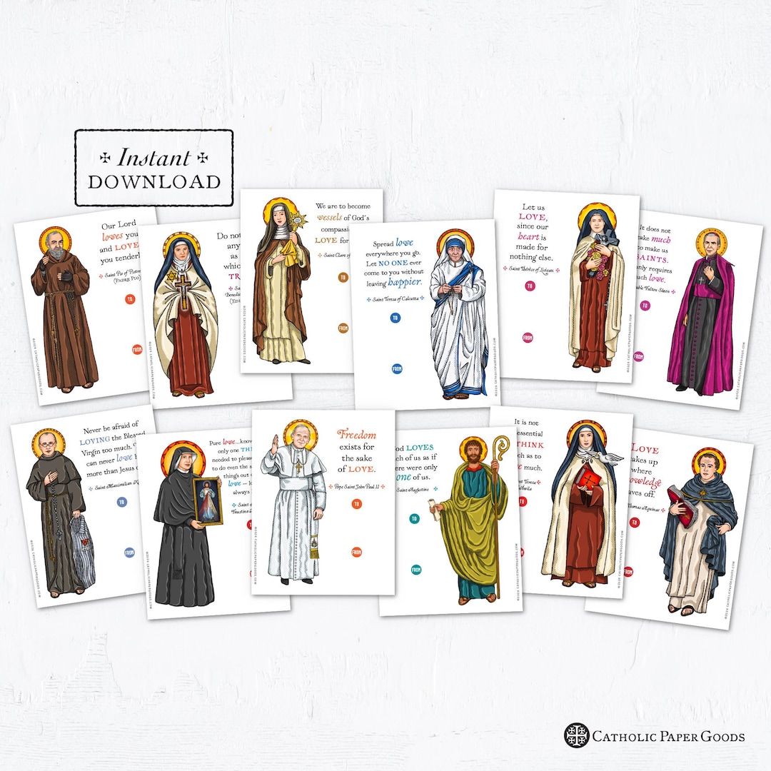 Catholic Saints Valentine Cards: Printable Set 1 (digital Download) - Etsy