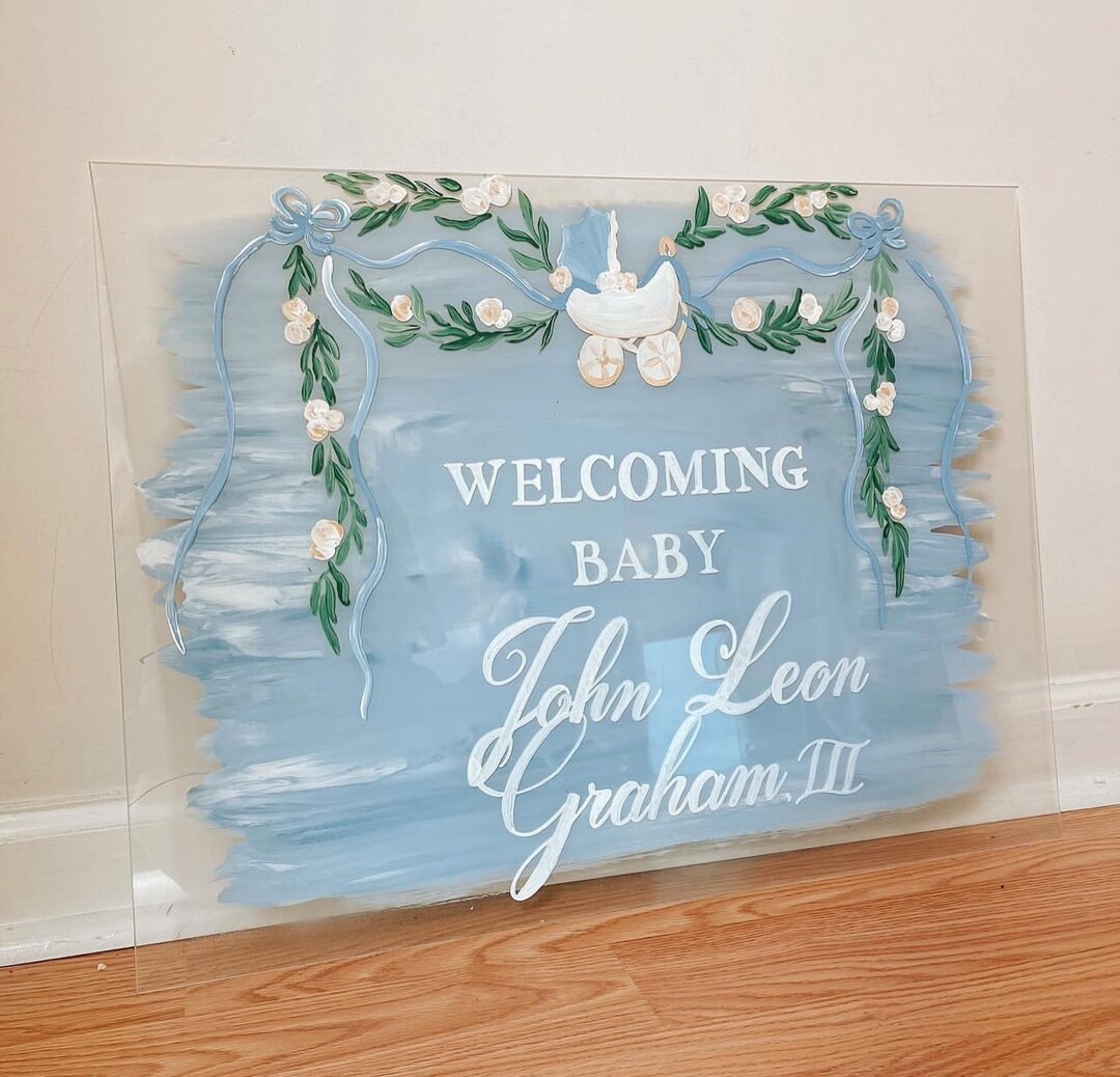 Baby Shower Welcome Sign | Acrylic Welcome Sign | Brushed Back Wedding ...