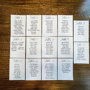 Handwritten Wedding Seating Chart, Calligraphy Wedding Seating ...