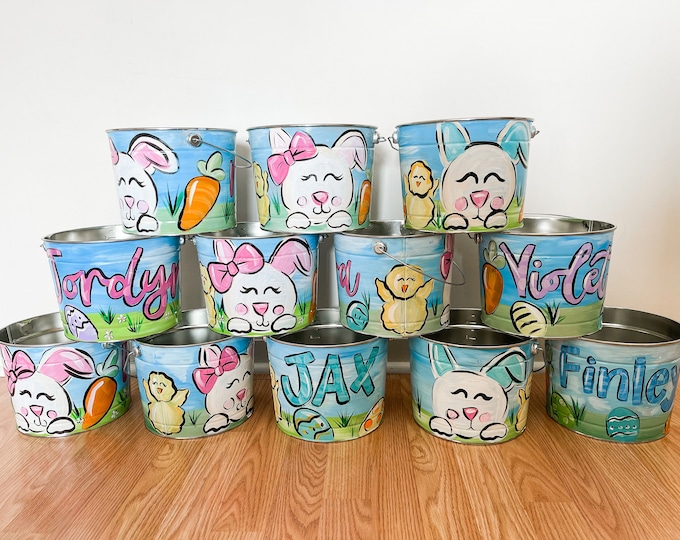 Painted Easter Bucket | Personalized Easter Basket | Easter Bucket ...