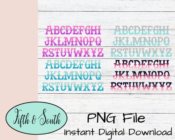 Glitter Ombre Fonts Digital Instant Download Sublimation PNG | Etsy