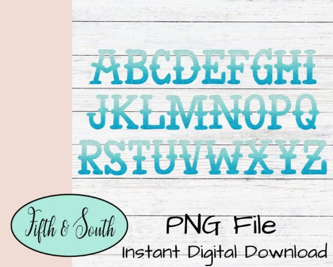 Glitter Ombre Font Letters Digital Instant Download Sublimation PNG ...