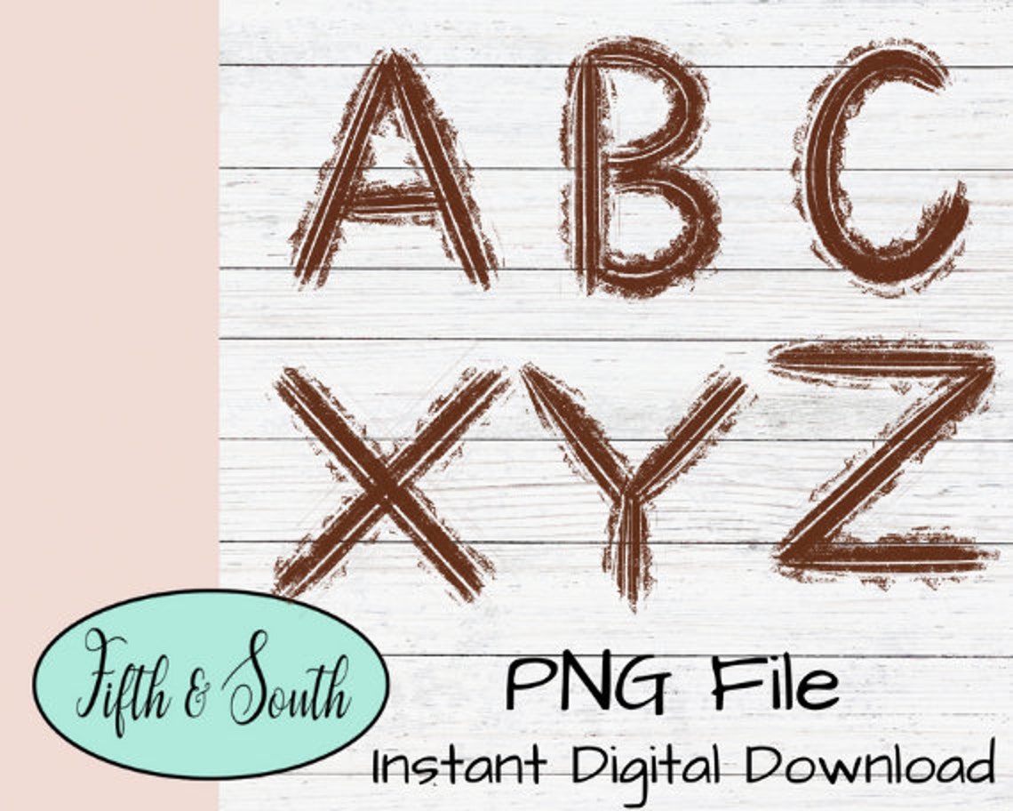Digital Grunge Mud Font Letters Instant Download Sublimation PNG ...