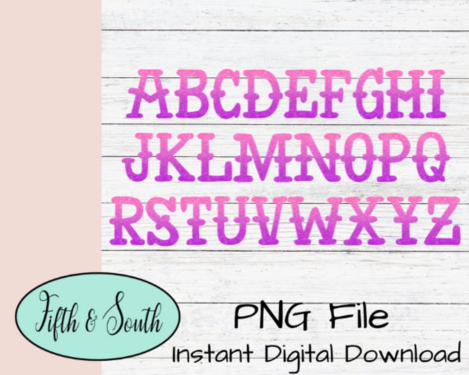 Glitter Ombre Font Letters Digital Instant Download Sublimation PNG ...