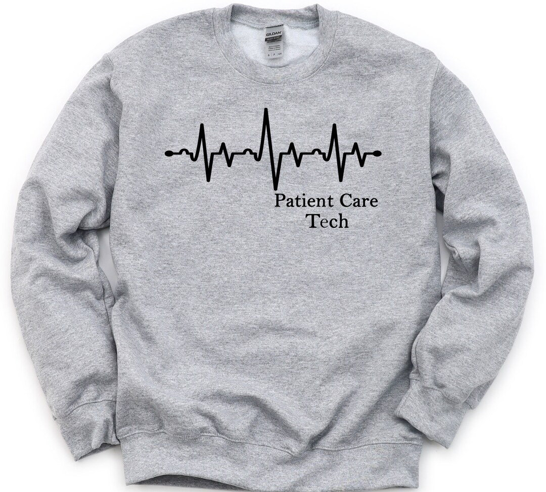 Healthcare Patient Care Tech Crewneck Sweatshirt EKG Heartbeat Design ...