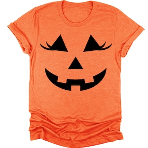 Halloween Shirt Women's Jack O Lantern Pumpkin Face Eyelashes Funny ...