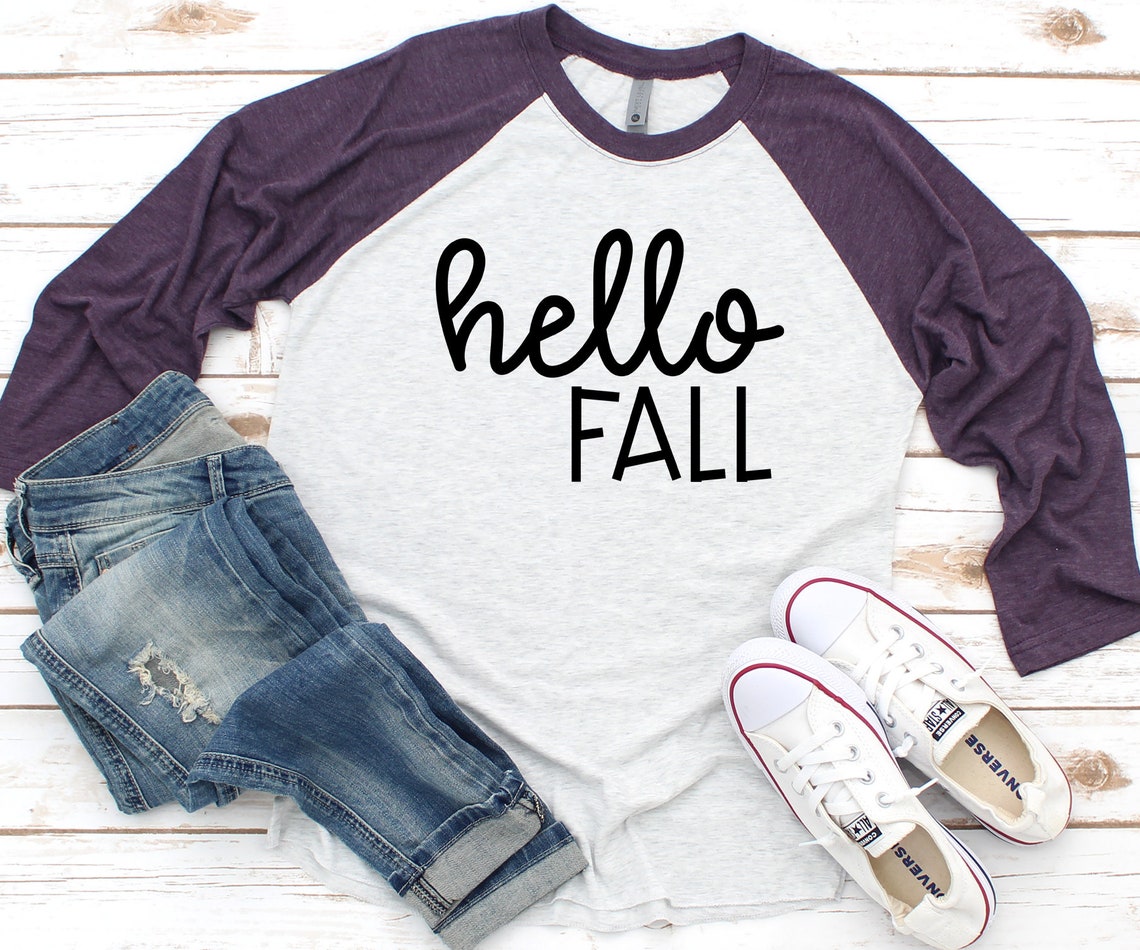 Hello Fall Raglan T-shirt Funny Fall Shirts Unisex Cute Fall - Etsy
