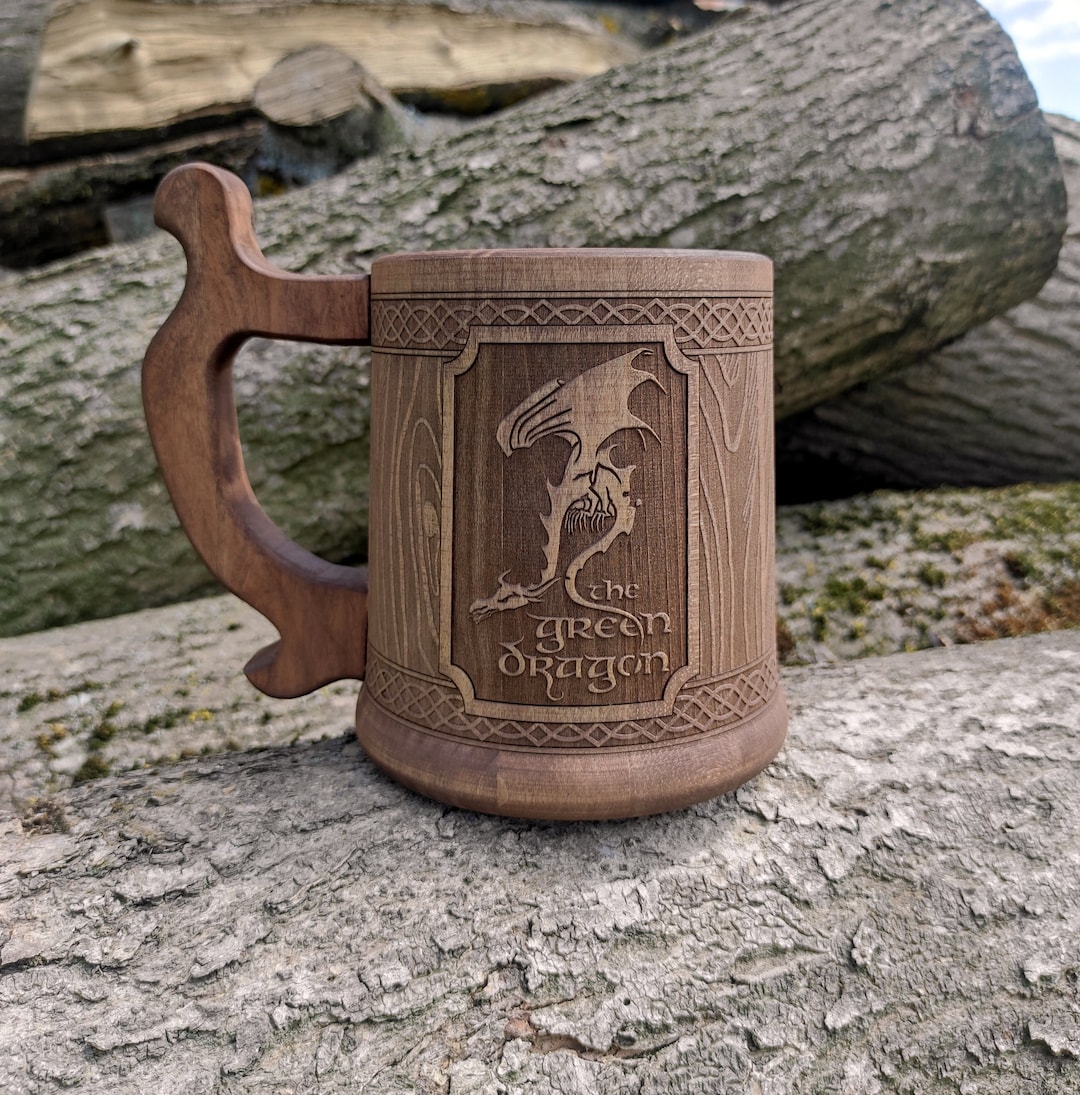 Personalized Wooden Beer Mug, Dragon Tankard, Groomsman Gift ...
