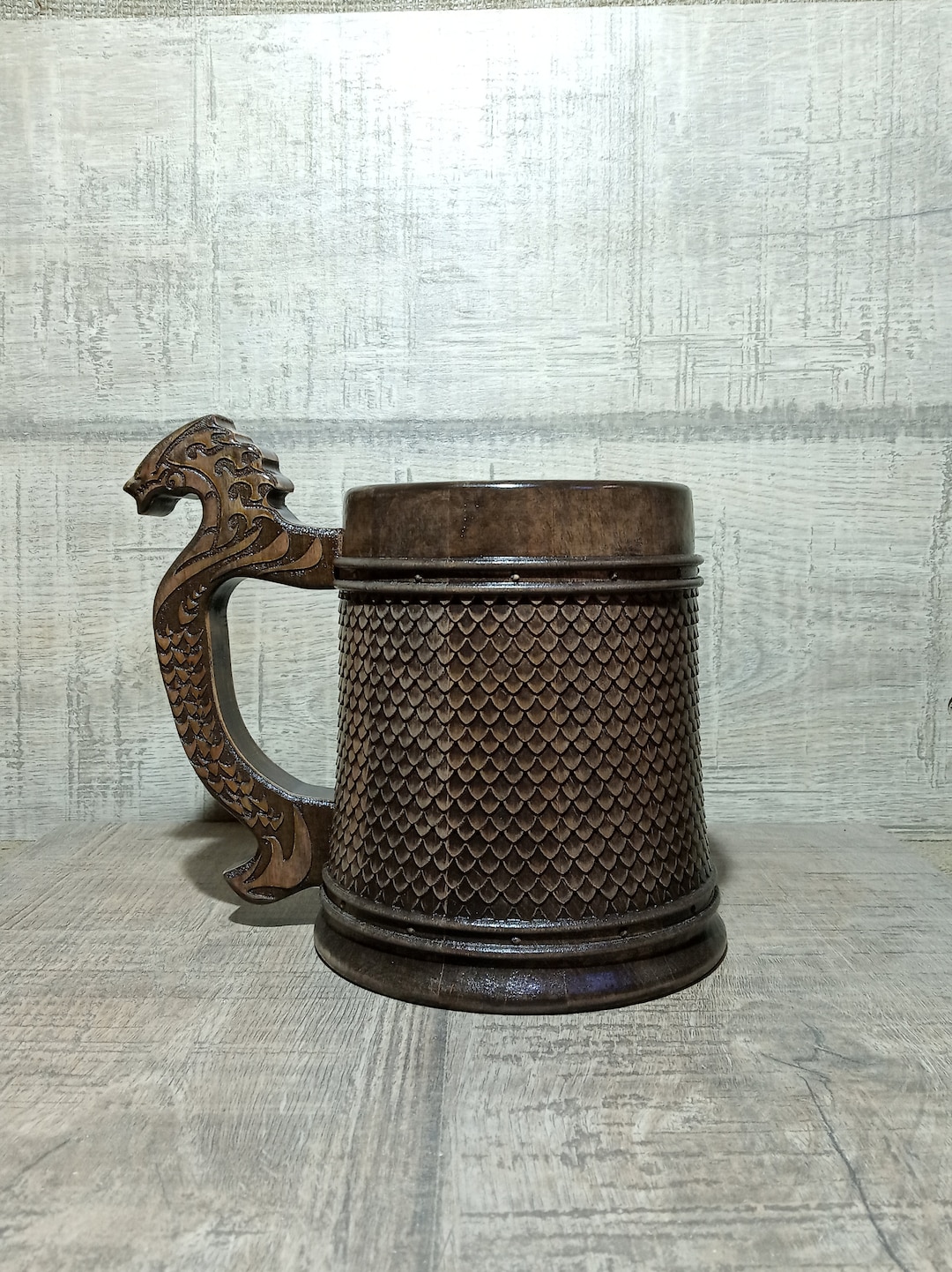 Dragon Scales Wooden Beer Mug, Gift for Man, Best Man Gift, Wooden ...