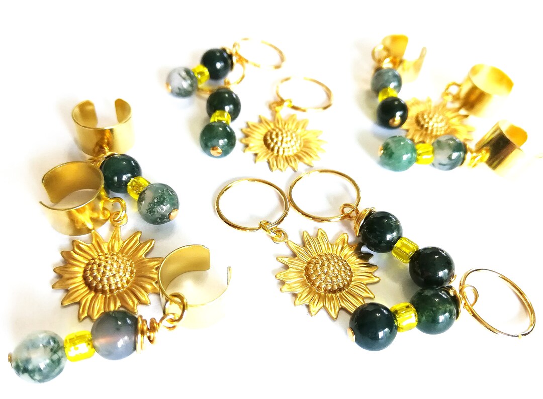 CLEARANCE Sunflower Hair Bead Set 3 Pc, Loc Jewelry, Braid Rings ...