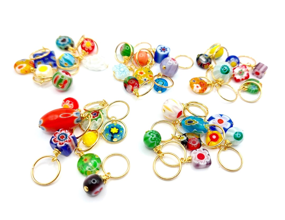 Rainbow Glass Dangle Bead Braid Rings 8 Pc, Loc Jewelry, Hair Hoops ...