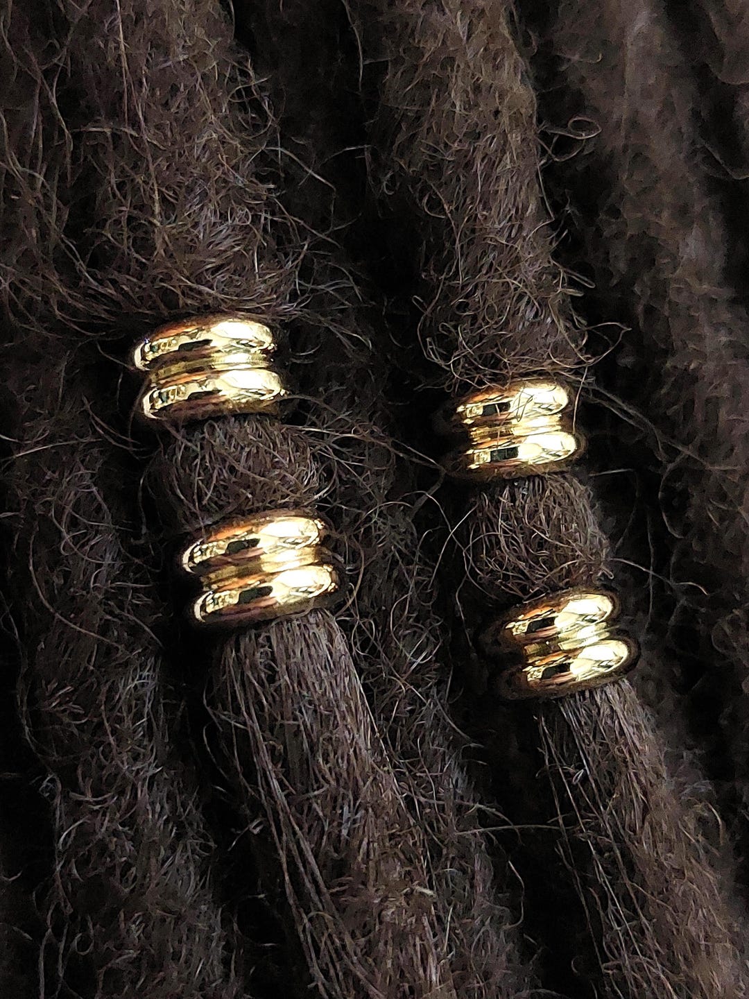 Gold Stainless Steel Dread Beads (4 Pc Set): 6.5mm Hole Locs, Braids ...