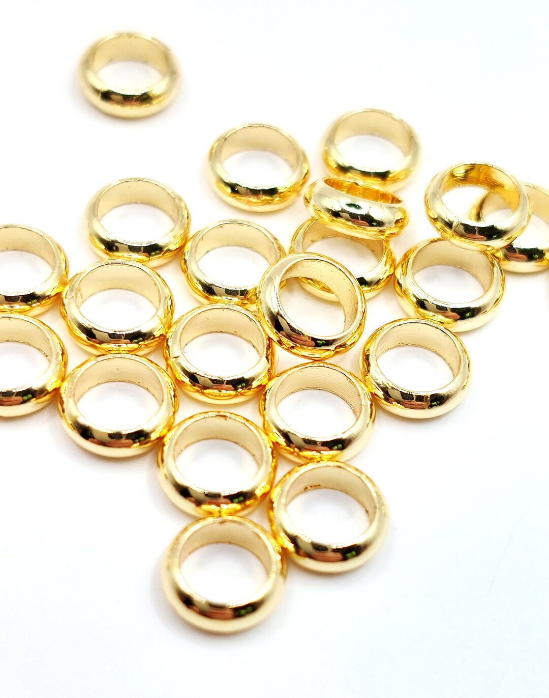 Set of 25 Golden Brass Small Loc Ring Beads 4mm, Loc Jewelry ...