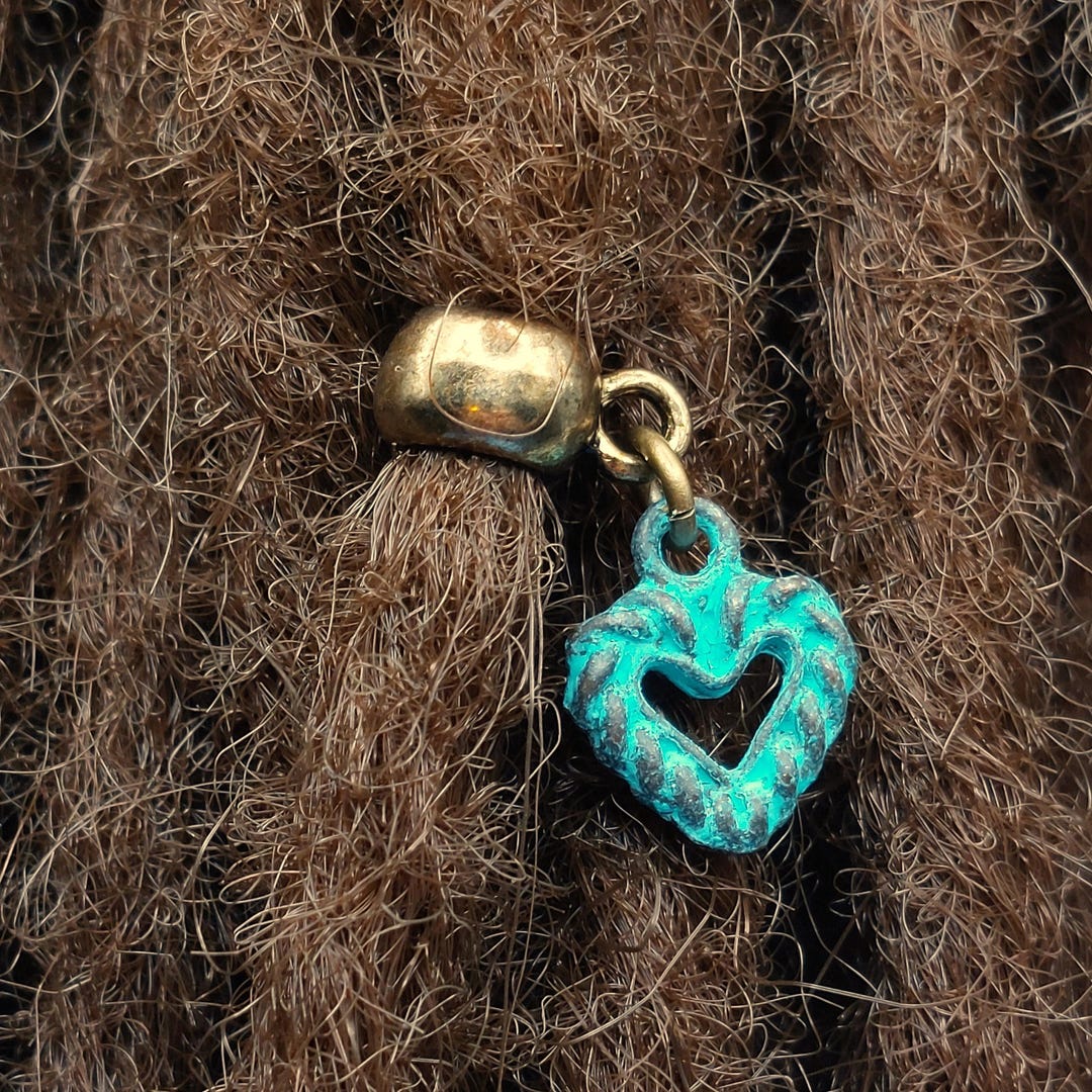 Antique Bronze Loc Cuff With Copper Patina Heart Charm 5mm Hole, Loc ...