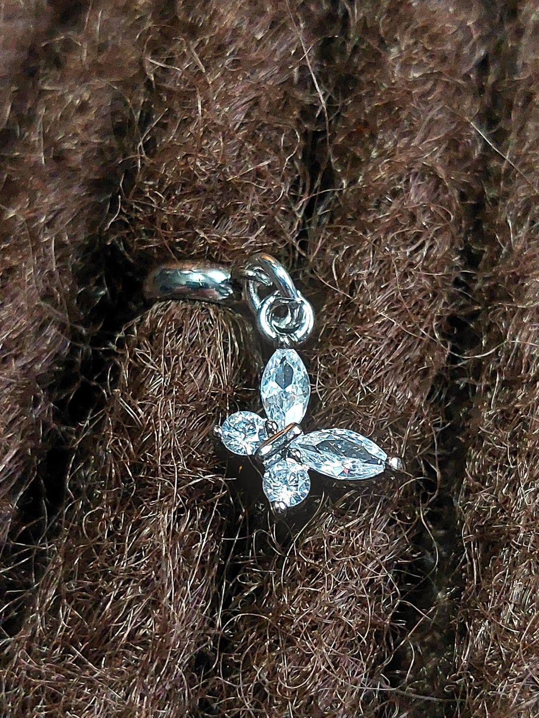 Silver Butterfly Loc Cuff: Stainless Steel & Zircon Dreadlock Bead - 4 ...
