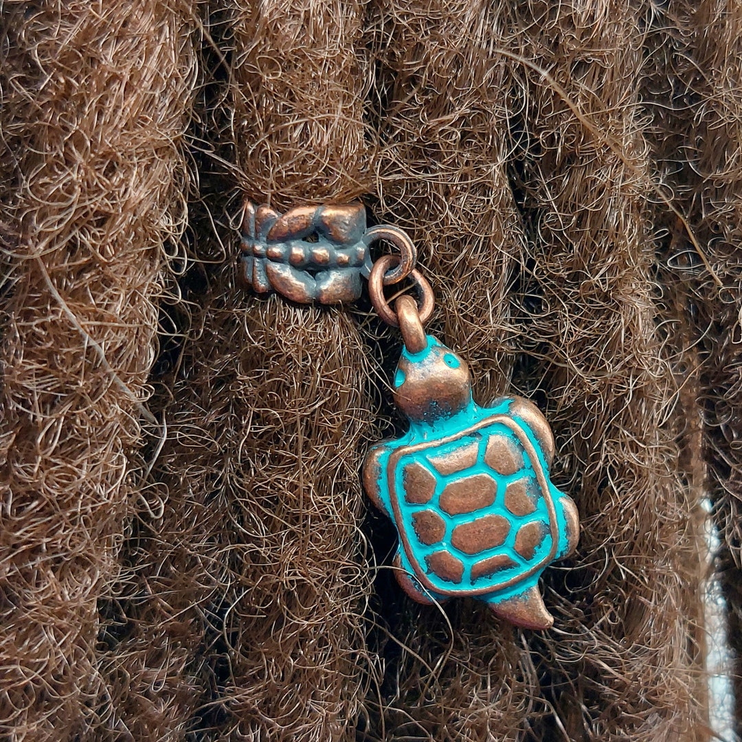 Copper Patina Turtle Charm Loc Cuff - 5.5mm Boho Hair Jewelry - Etsy