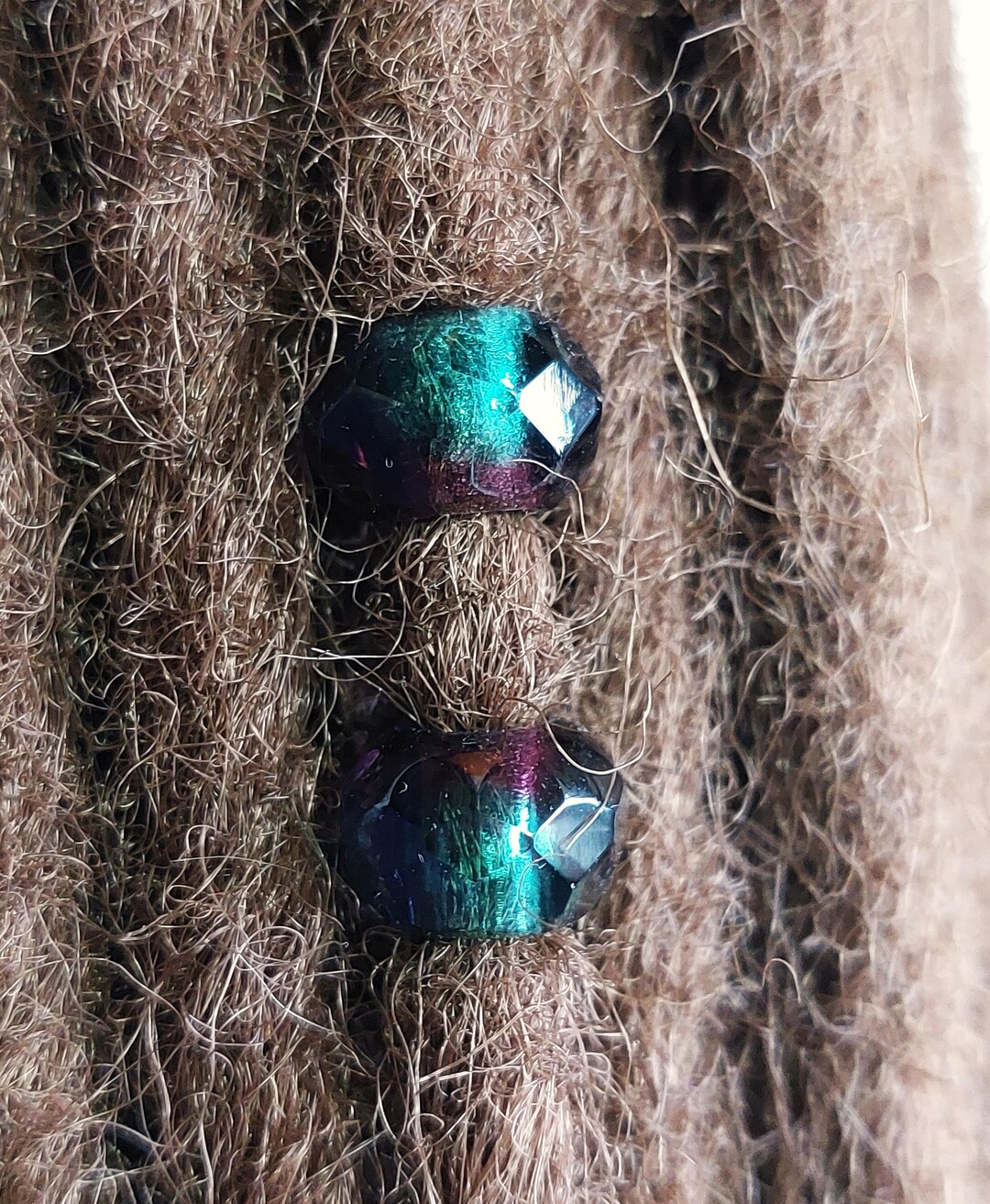 Teal & Amethyst Etched Glass Dread Beads - 5mm Hole, 2 Pc Hair Beads - Etsy