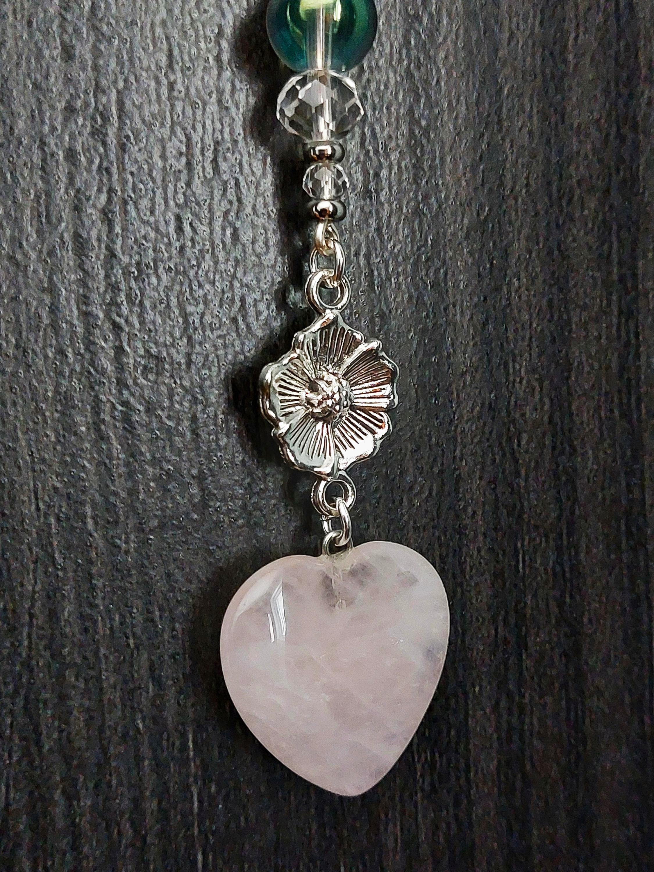 Rose Quartz Heart Car Charm: Love & Light Crystal Rear View Mirror ...