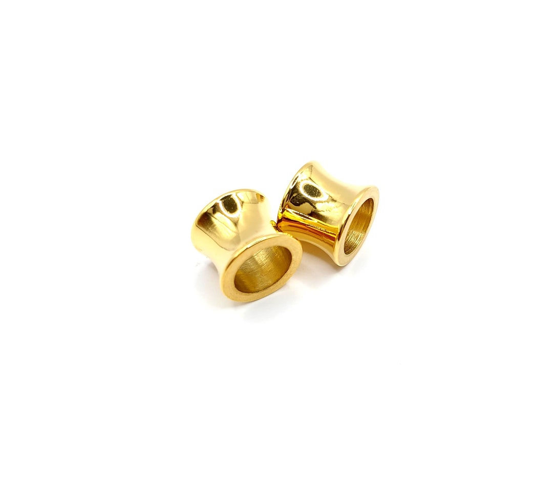 Gold Stainless Steel Wide Hourglass Loc Beads 6.5mm Hole 2 Pc Set ...