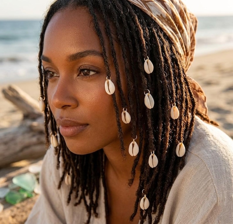 12 Small Cowrie Shell 8mm Hair Rings: Gold Plated Braid Jewelry for ...