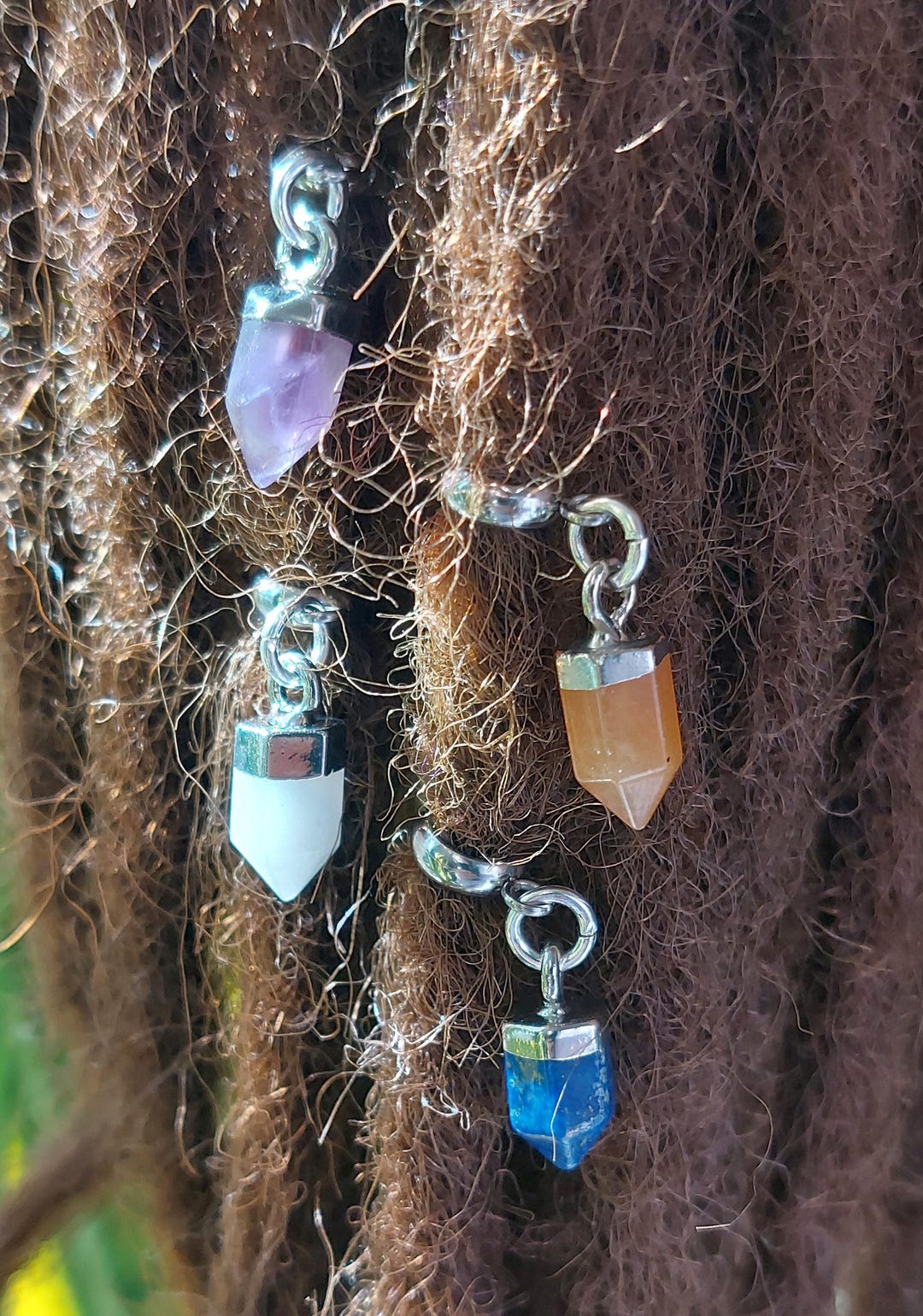Gemstone Point Loc Cuff Stainless Steel 4 or 5mm, Boho Hair Jewelry ...