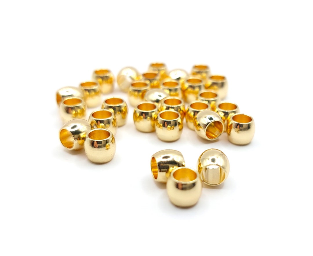 30 Small Golden Brass Barrel Loc Beads 4mm Hole, Microloc Jewelry ...