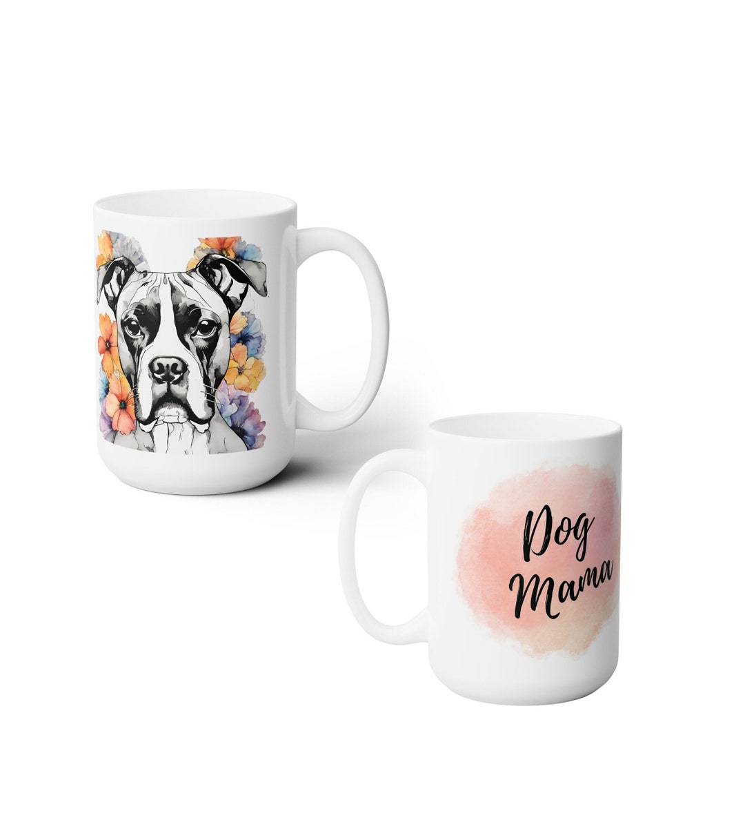 Floral Watercolor Boxer Dog Mama Mug, Dog Mom Mug, Boxer Dog Gift ...