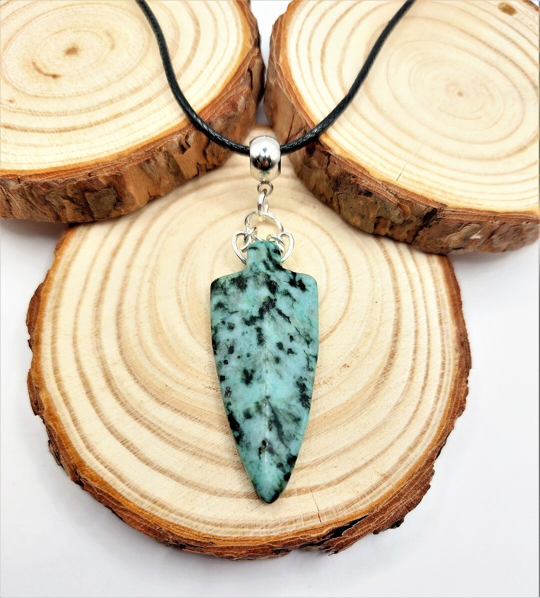 CLEARANCE African Jasper Arrow Black Corded Necklace Unisex, Black ...